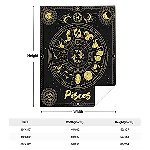 VBOEISI Pisces Throw Blanket Flannel Air Conditioning Blanket Constellation Theme Home Decor Throw Blankets 60"X50"