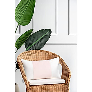 Hofdeco Coastal Patio Indoor Outdoor Lumbar Pillow Cover ONLY for Backyard, Couch, Sofa, Velvet Pink Wide Striped, 12"x20"