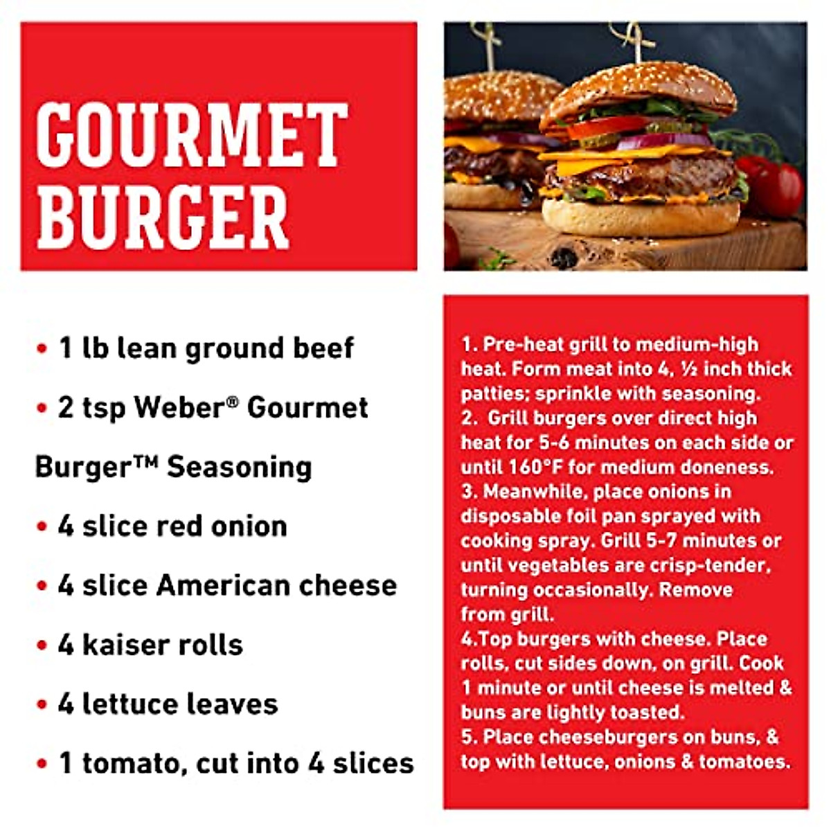 Weber Gourmet Burger Seasoning, 2.75 Ounce Shaker