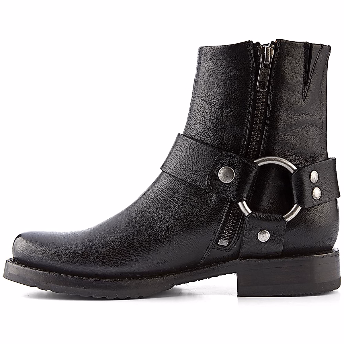 Frye Veronica Harness Short 6" Booties for Women - Leather Upper with Luxurious Leather Lining, Inside Zipper, Snap Harness, and Rubber Lug Outsole, Black - 8 M