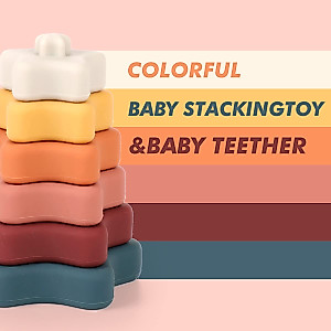 Haakaa Baby Silicone Shape Puzzle, Baby Stacking Toys & Teething Toys, Silicone Stacking Blocks Montessori Toys for 3M+ Babies, BPA-Free. Sunshine.