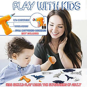 KAEGREEL Take Apart Shark Toys for Kids, Construction Take Apart Ocean Fish Toys with Electric Drill Screwdrivers, STEM Learning Building Toys for Boys Girls Birthday Gift Aged 3 4 5 6 7 8 Year Old