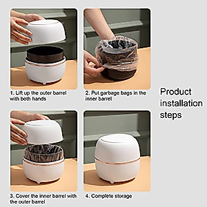 Smalibal Modern Plastic Mini Trash Can with Lid Garbage Bin Wastebasket for Bathroom Vanity, Desktop or Coffee Table - Dispose of Cotton Rounds, Makeup Sponges, Tissues White