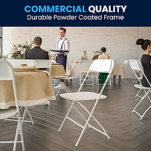 Flash Furniture Hercules Series Plastic Folding Chair - White - 4 Pack 650LB Weight Capacity Comfortable Event Chair-Lightweight Folding Chair