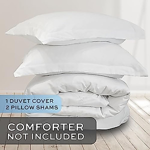 WhiteClassic White Duvet Cover Queen Size Zipper Closure - Luxury Soft Queen Duvet Cover Set 3 Piece, 1 Duvet Cover 90x90 and 2 Pillow Shams | Comforter Not Included