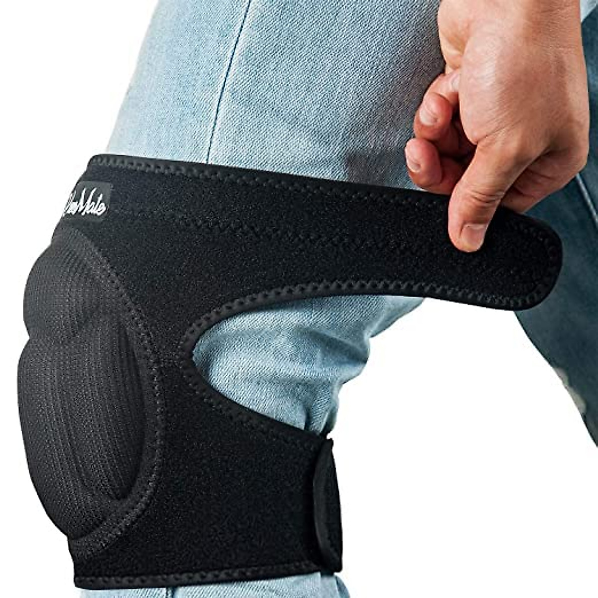 KneeMate Knee Pads for Garden, Unisex-Adult, Suitable for Gardening, House Cleaning, Construction Work, Flooring Kneepads with Thick EVA Foam Padding, Comfortable Kneeling Cushion for Floors Cleaning Scrubbing, Volleyball, Black