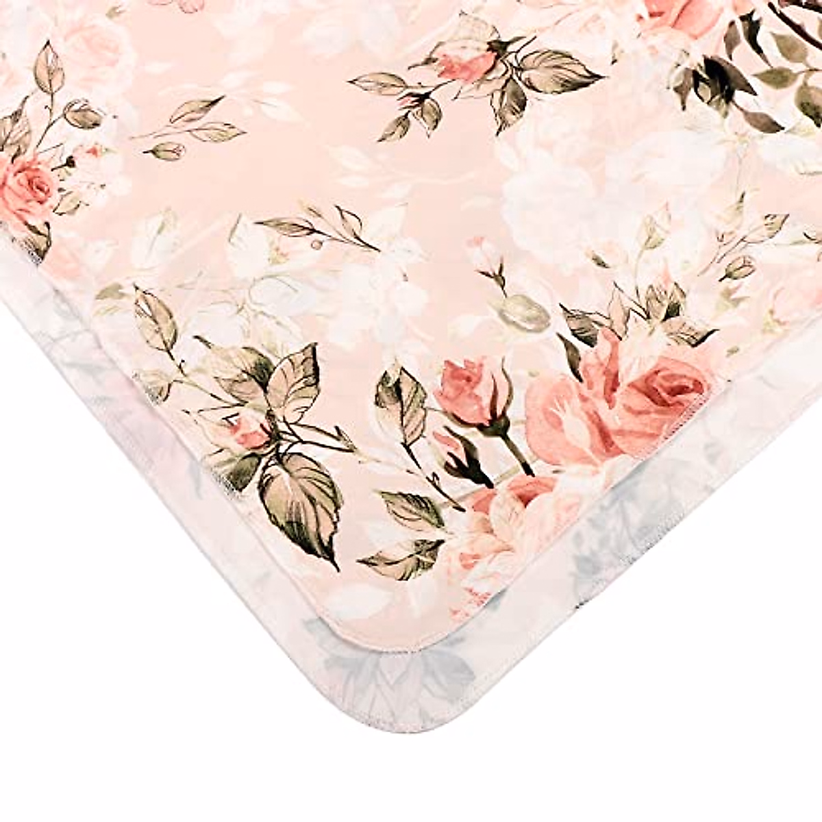 Galabloomer Newborn Receiving Blanket Headband Set Flower Print Baby Swaddle Receiving Blankets Vintage Rose