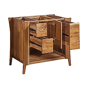 EcoDecors, 36", Curvature, Teak Bathroom Vanity, Wood Bathroom Vanity, Bathroom Vanity Cabinet, Vanity Bathroom, Bath Vanity, Teak, Soft Close Drawers, Wood Vanity, Compatible Vessel or Bowl Sink