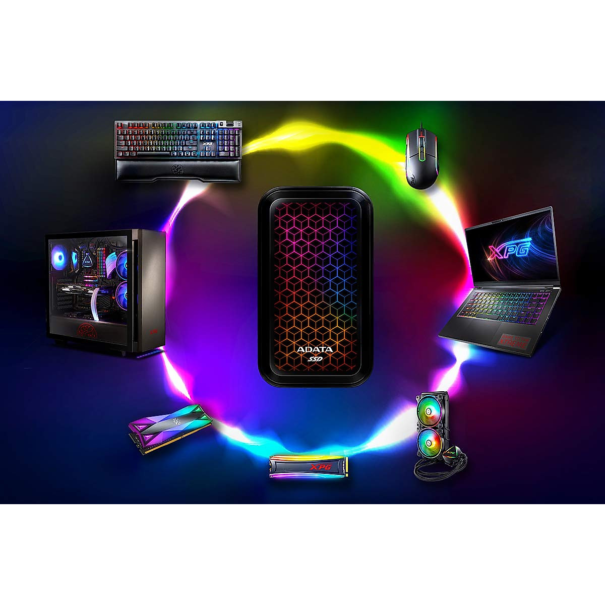 ADATA RGB SE770G 512GB USB3.2 Type-C Fast Transfer Gaming and Personal External SSD (ASE770G-512GU32G2-CBK)
