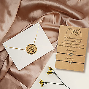 Friendship Bracelet Long Distance Bracelets for Women Best Friend Pinky Promise Matching Bracelets for 2 Couples Anklet Bracelets with Message Card Boyfriend Girlfriend Men (Black Strand-Moon&Sun)