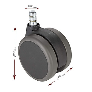 hjh OFFICE 3 inch Office Chair Caster Wheels 7/16 inch Stem Diameter (Set of 5) Casters for Hard Floors