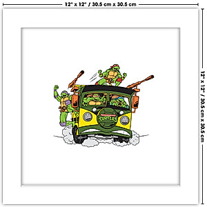 Trends International Gallery Pops Nickelodeon Teenage Mutant Ninja Turtles - Party Wagon Wall Art Wall Poster, 12" x 12", White Framed Version
