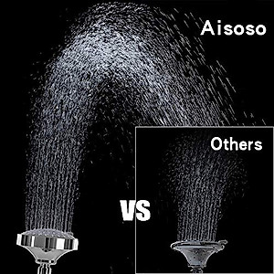 Shower Head High Pressure Rain Fixed Showerhead 5-Setting with Adjustable Metal Swivel Ball Joint - Relaxed Shower Experience Even at Low Water Flow & Pressure Aisoso