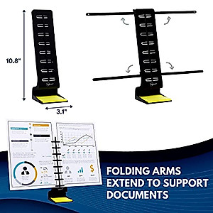 Note Tower Desktop Pro Document Holder - 2 Page Paper Holder, Easy Loading for Fast Typing, Displays Papers & Photos, Organizes Sticky Notes, Includes 50 Sheets 3"x3" Sticky Notes, Black