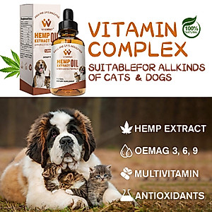 （3-Pack） Hemp Oil for Dogs Cats - Calming Drops Dog Relaxants - Help Pets Anxiety Stress Hip & Joint Pain Arthritis Sеizures Rеlief - Skin Нiр Jоint Hеalth - Organic Pet Hemp Oil Drops