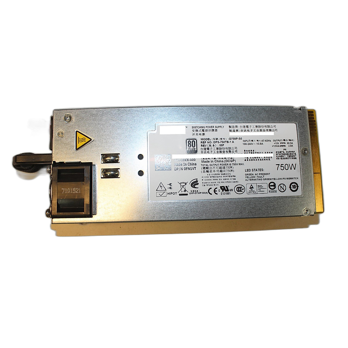 750W Power Supply For Dell Poweredge R510 R710 Redundant PSU FN1VT