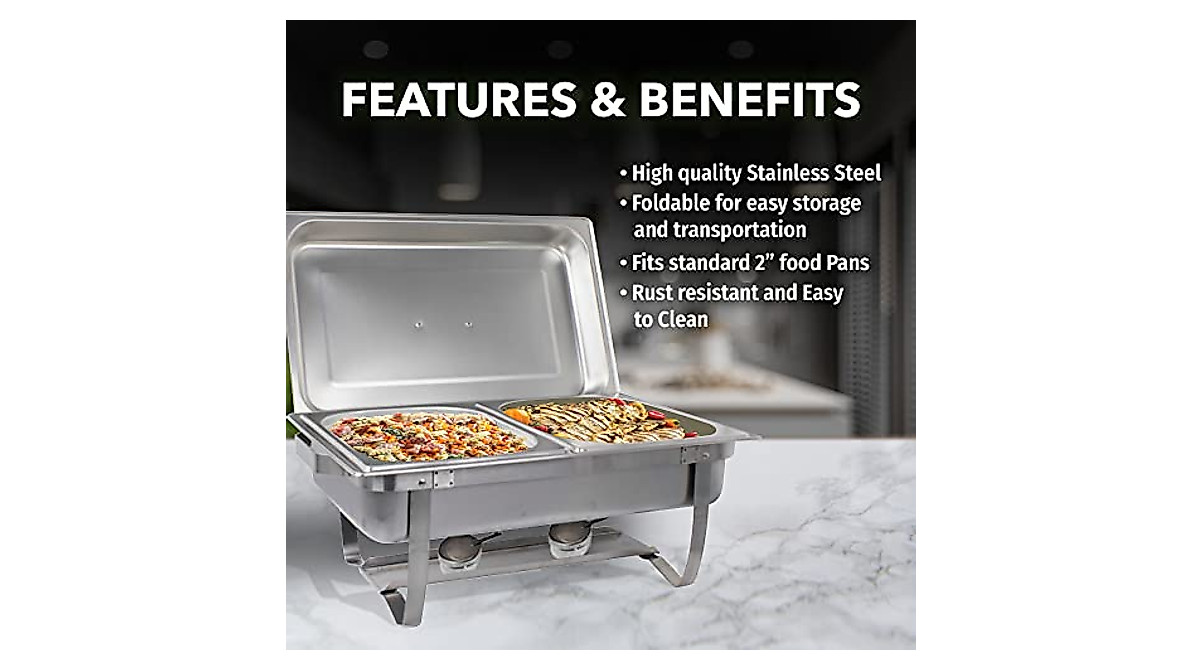 Sterno Foldable Stainless Steel Chafing Dish Set - 8 Quart Buffet