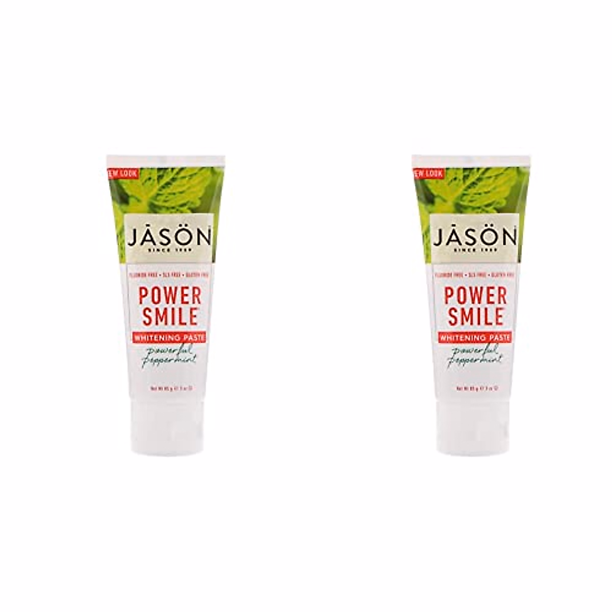 Jason Powersmile Whitening Fluoride-Free Toothpaste, Powerful Peppermint, Travel Size, 3 Oz (Pack of 2)