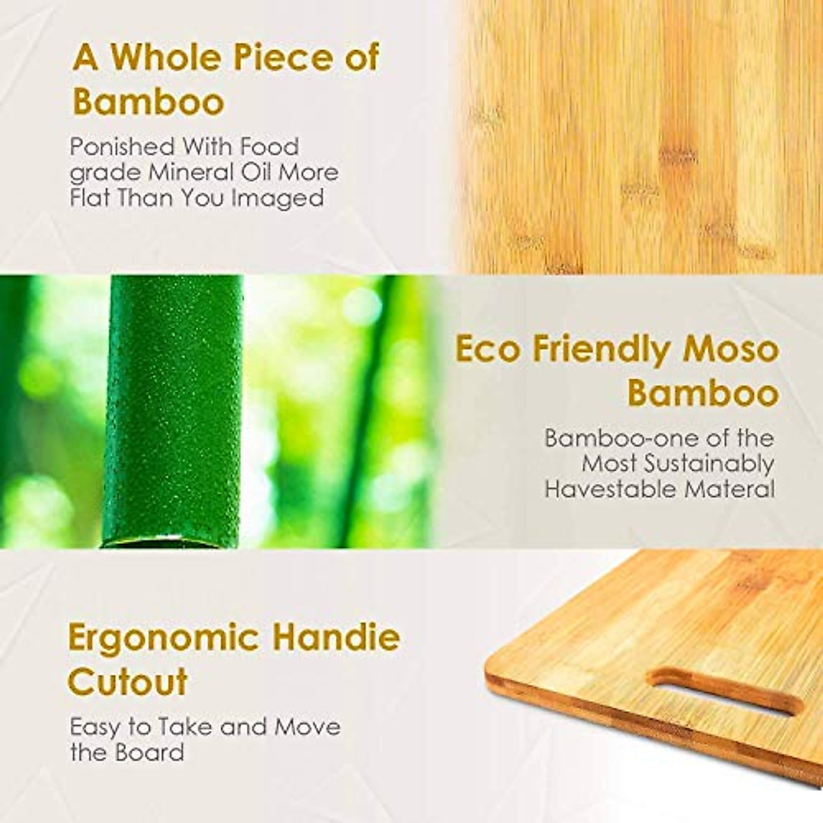 Bulfyss Large Natural Bamboo Wood Chopping Cutting Board For Kitchen Vegetables, Fruits & Cheese, Bpa Free, Eco-Friendly, Anti-Microbial Standard Natural Bamboo Standard Natural Bamboo