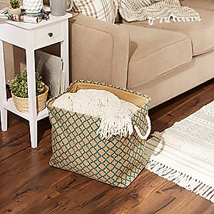 DII Burlap Storage Collection Collapsible Bin, Large Rectangle, 17.5x12x15, Teal