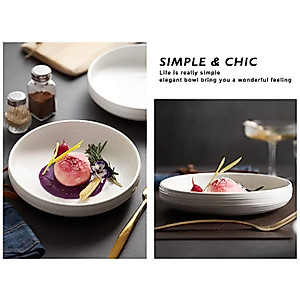 10-inch Large Ceramic Fruit Dish,Anti-Slip Edge Classy & Solid，60 oz white Porcelain Salad Plate, Serving bowl for Fruit,Salad, Veggies, Dessert, Appetizer (10"Large)