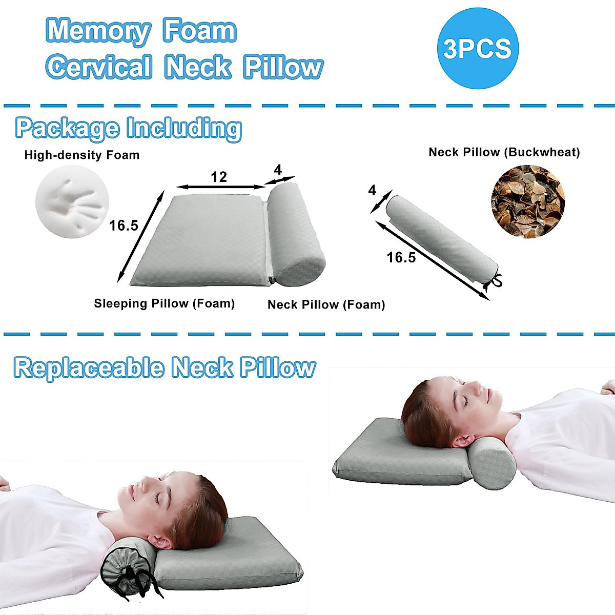 Neck Stretcher for Pain Relief Sleeping Pillow, Neck and Shoulder Relaxer Cervical Traction Device Pillow for Muscle Relax and TMJ Pain Relief