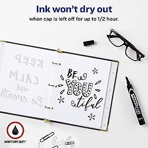 AVERY Large Black Permanent Marker with Thick Chisel Tip for Calligraphy, Fabric, Desk Work, Pack of 12 (08888)