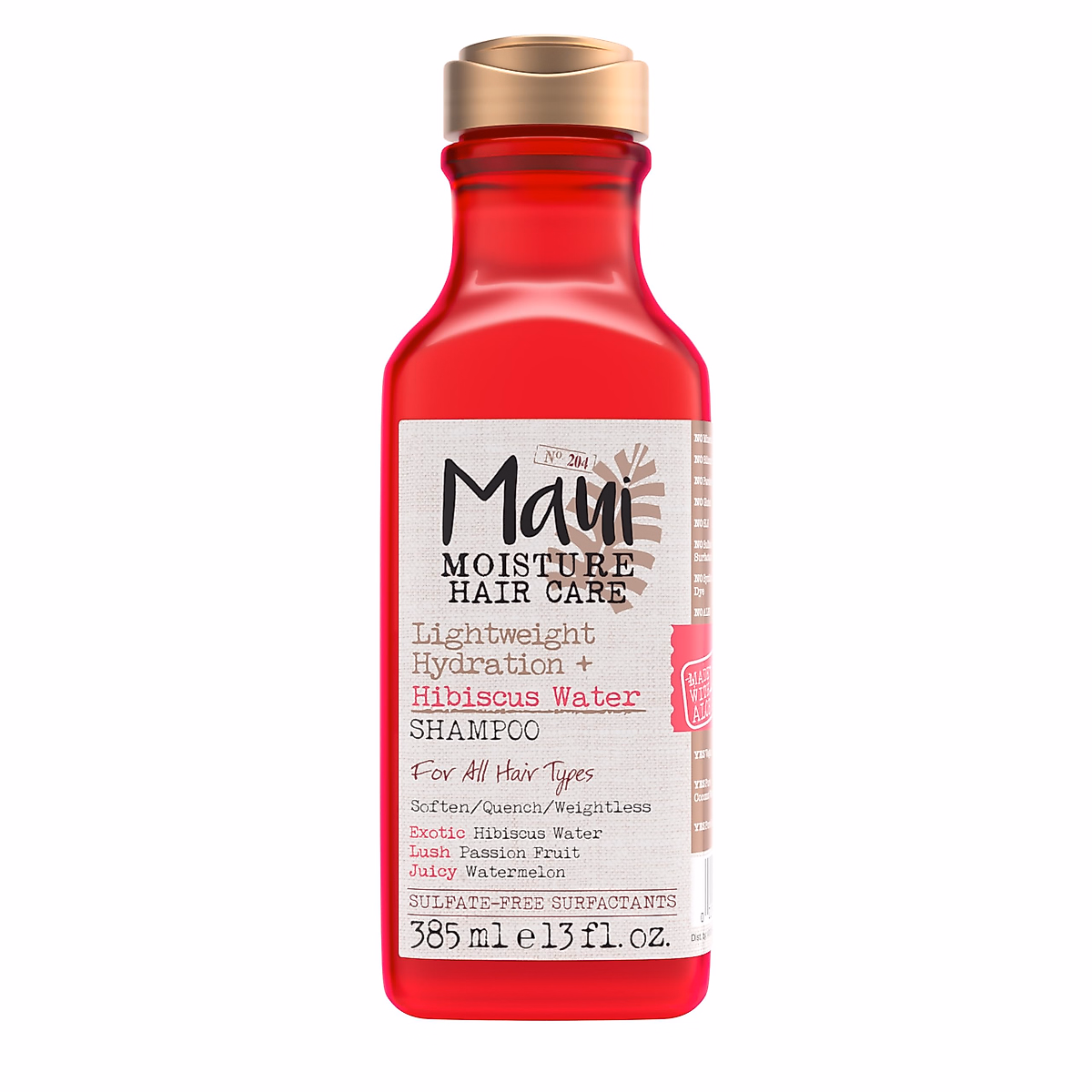 Maui Moisture Lightweight Hydration + Hibiscus Water Shampoo for Daily Moisture, No Sulfates, 13 fl oz