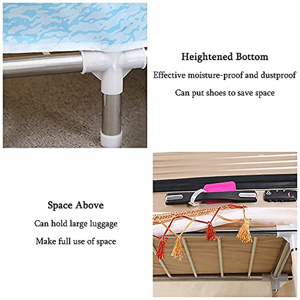 QUMENEY Portable Closet Large Wardrobe Clothes Standing Shelves Organizer, Non-Woven Fabric Closet Storage Organizer with 4 Storage Shelves, 3 Hanging Sections 2 Side Pockets (Sunny Town)