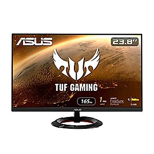 ASUS TUF Gaming 23.8” 1080P Monitor (VG249Q1R) - Full HD, IPS, 165Hz (Supports 144Hz), 1ms, Extreme Low Motion Blur, Speaker, FreeSync™ Premium, Shadow Boost, VESA Mountable, DisplayPort, HDMI,BLACK