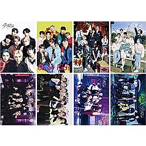 Stray Kids Posters,8 Sheets Stray Kids Wall Poster Room Decoration (16" X 11")(Red)