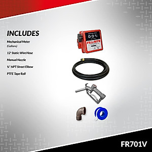 Fill-Rite FR701V 115V 20 GPM Fuel Transfer Pump With Standard Mechanical Meter Package, Gallons - For Gasoline, Diesel, Kerosene, Ethanol Blends, Methanol Blends & Biodiesel up to B20
