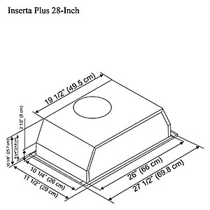 Ancona AN-1362 Inserta Plus 28” 420 CFM Ducted Built-in Range Hood in Stainless Steel