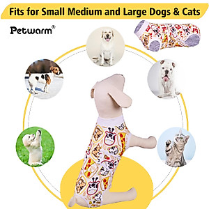 PetWarm Recovery Suit for Dogs Female Spay,Surgery Suit for Dogs,Professional Pet Recovery Shirt Dog Abdominal Wounds Bandages Anti-Licking Dog Surgery Recovery Suit Soft,Zoo Pattern,Red White,L