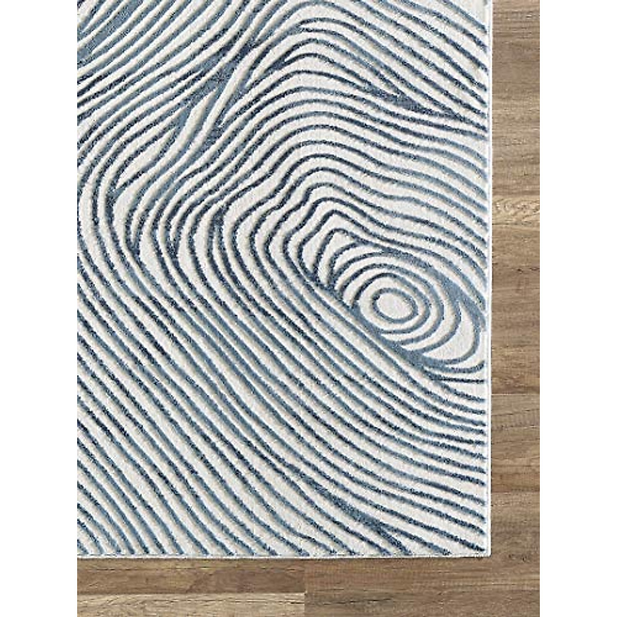 Abani Rugs Contemporary Wave Print 3' X 5' Rectangle Area Rug, Vista Collection - Modern Blue & White Turkish Accent Rug