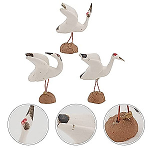Angoily 3pcs Zen Garden Miniatures Ceramic Crane Figurine Statue Japanese Zen Garden Accessories Fairy Garden Animals for Micro Landscape Terrarium Decor
