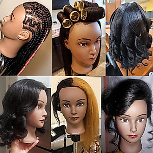 Hairginkgo Mannequin Head - 100% Real Hair Manikin for Hairdresser Training and Styling Practice - With Clamp Stand (1711B0216)