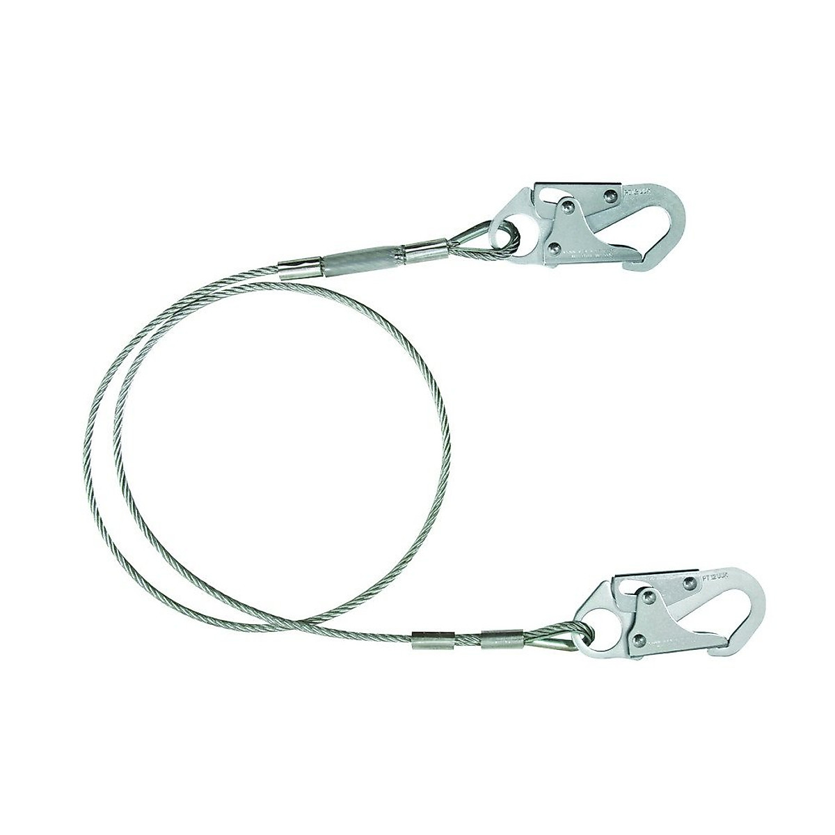 FallTech 8306 Restraint Lanyard - Single Leg, 1/4" Galvanized Wire Cable with 2 Snap Hooks, 6', Natural