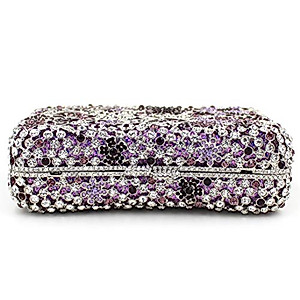 Ladies Wedding Clutch-Purse Chain Rhinestone Evening-Bag Luxury Handbag Purple
