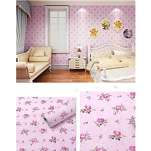 TaoGift Self Adhesive Vinyl Pink Floral Shelf Drawer Liner Furniture Paper Sticker for Cabinets Dresser Furniture Wall Arts Crafts Decal (Pink, 17.7x117 Inches)