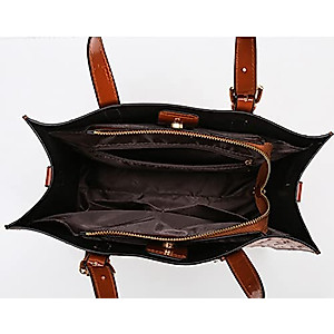 Patent Strap Shoulder Bags Ostrich Pattern Handbags 3pcs Hobos with Matching Wallet Tote Purse (Brown)