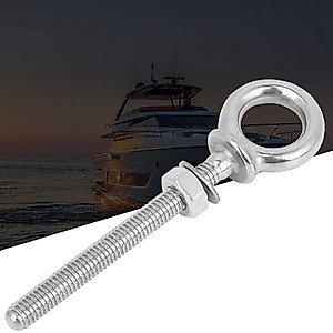 Jerliflyer Long Eye Bolt, 316 Stainless Steel Smooth Edge Heavy Duty Long Eye Bolt Screw Loop Hole Lightweight Lifting Long Eye Bolt for Ships, Trucks, Caravan(ZWS6705-6)