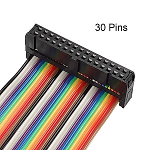 uxcell IDC Rainbow Wire Flat Ribbon Cable 30P A-type FC/FC Connector 2.54mm Pitch 1m/39.3inch Length