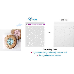 White Polka Dot Clear Bags OPP Plastic Party Bag for Bakery, Candy, Soap, Cookie (4 x 4 inches, 200 pcs)