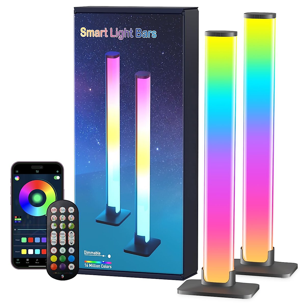 Barhootao RGB Light Bar,Smart LED Light Bar for Room,16 Million Colors,Three Control Modes,Dynamic Music Sync Mode,213 Preset Modes,USB Interface（Without Adapter）