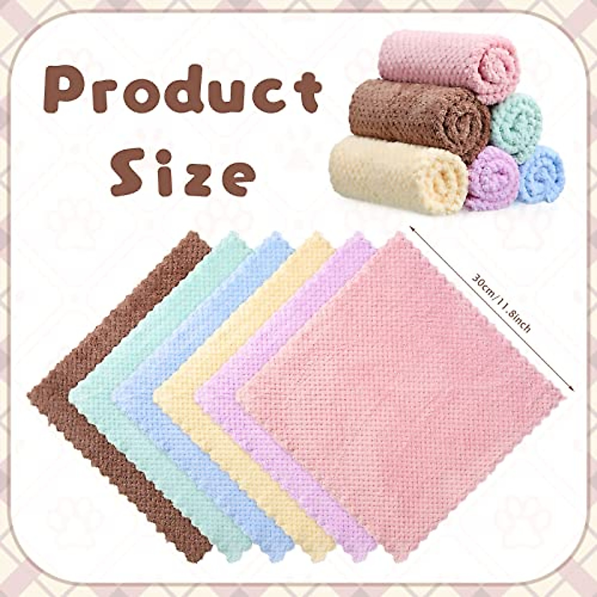 36 Pcs Guinea Pig Blankets Soft Fleece Cage Liners Guinea Pig Accessories Washable Bedding Sleeping Mats Absorbent Bath Towels for Small Animals Pets Rabbit Hamster Rat Dog Hedgehog, 11.8 x 11.8 Inch
