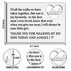 UPNEGE Gift for Father of the Bride, Wedding Gift for Dad Engraved Wallet Insert Card