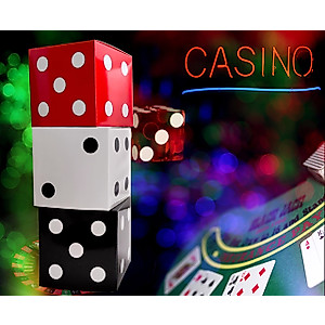 6 Pcs Dice Favor Boxes 8 x 8 x 8 Inch dice Boxes Bulk for centerpieces Casino Party Decorations Game Night Decorations Casino Themed Party Goodie Boxes Gift Box (Black, White, Red)