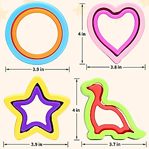 Crustless Sandwich Cutter 4 Pcs Sandwich Cutter and Sealer Set Decruster Sandwich Maker Lunchbox Bento Box DIY Cookie Cutters Uncrustables Pancake Maker
