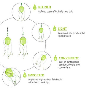 BESPORTBLE 2pcs Fluorescent Explosion Hook Lure Cage Carp Feeder Trap Fishing Hook Bait Feeder Trap Cage Fishing Bait Basket Lure Trap Hook Fishing Bait Hook Carp Fishing Feeder Bait Trap